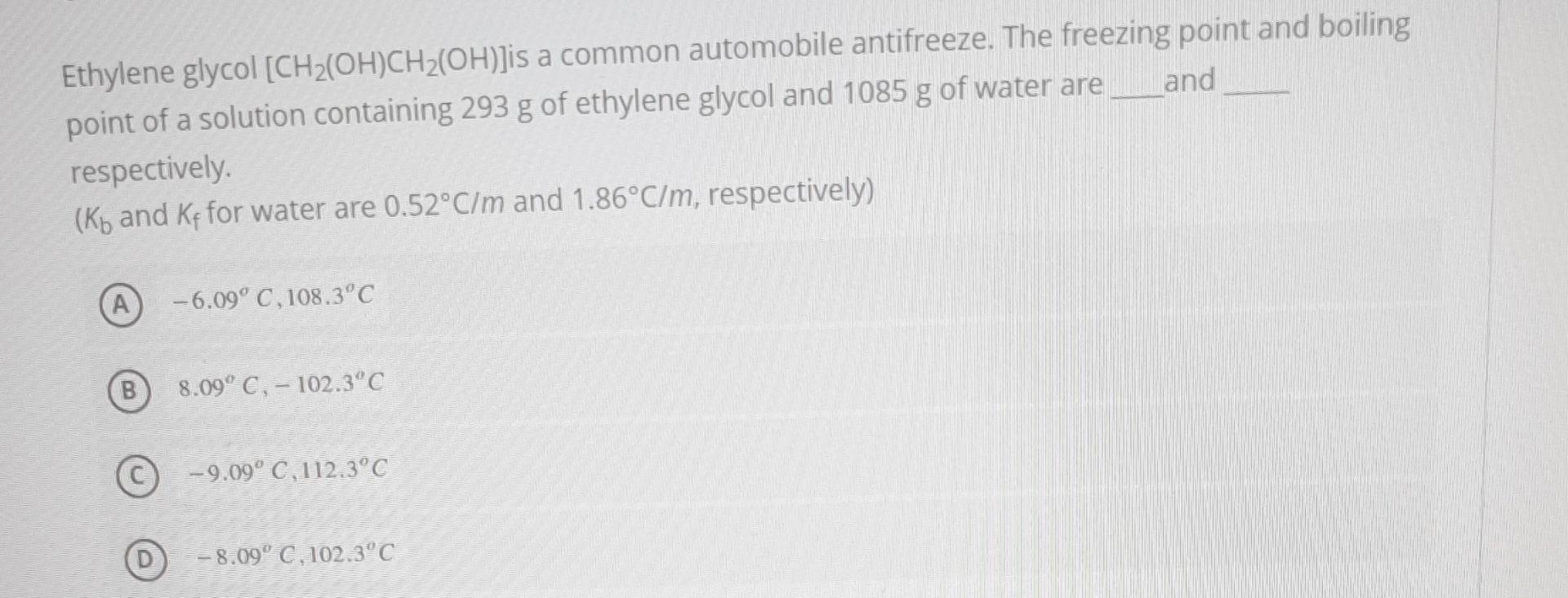 Solved Ethylene glycol (CH2(OH)CH2(OH)]is a common | Chegg.com