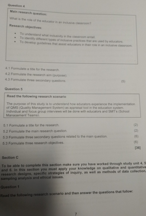 Solved Question 4Main research question:What is the role of | Chegg.com