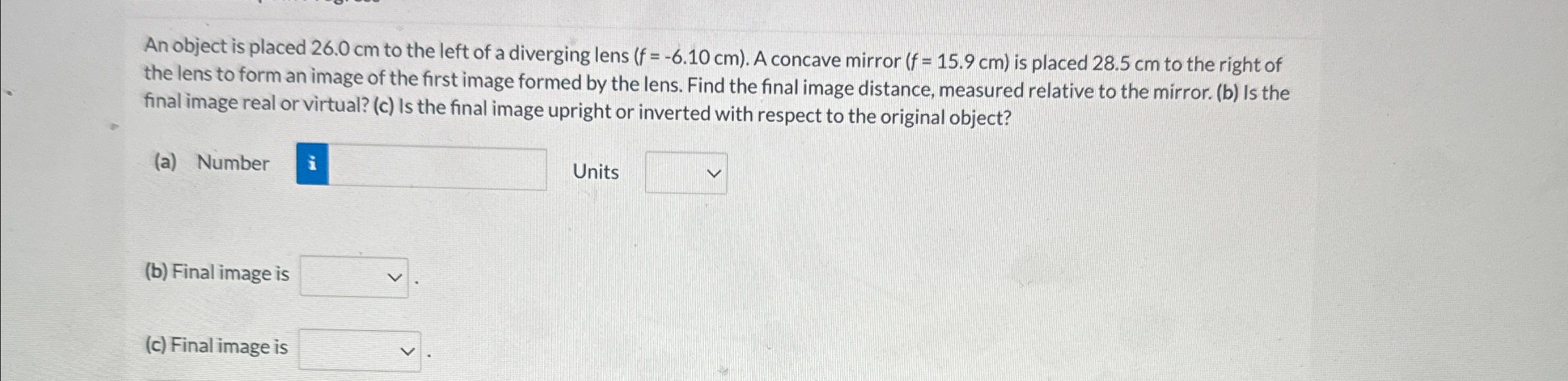 Solved An object is placed 26.0cm ﻿to the left of a | Chegg.com