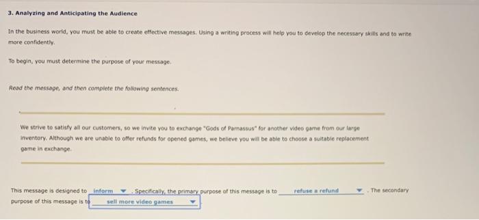 Solved 3. Analyzing and Anticipating the Audience In the | Chegg.com