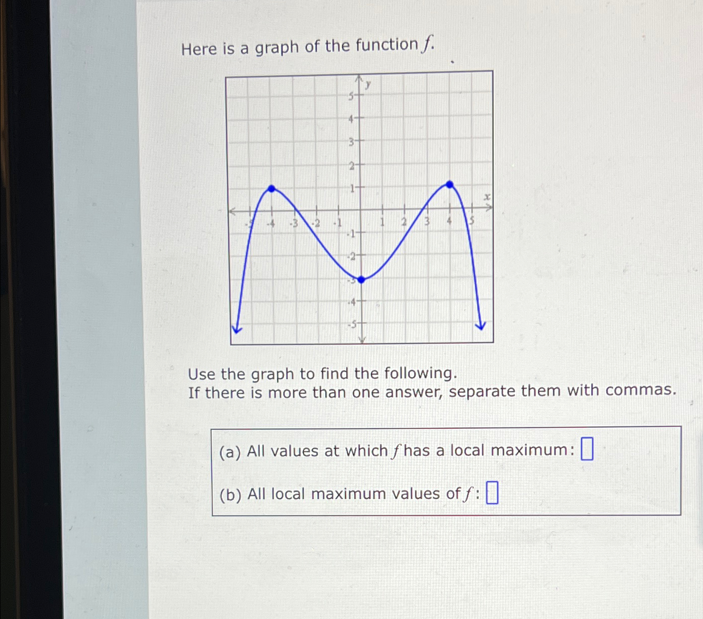 Solved Here is a graph of the function f.Use the graph to | Chegg.com