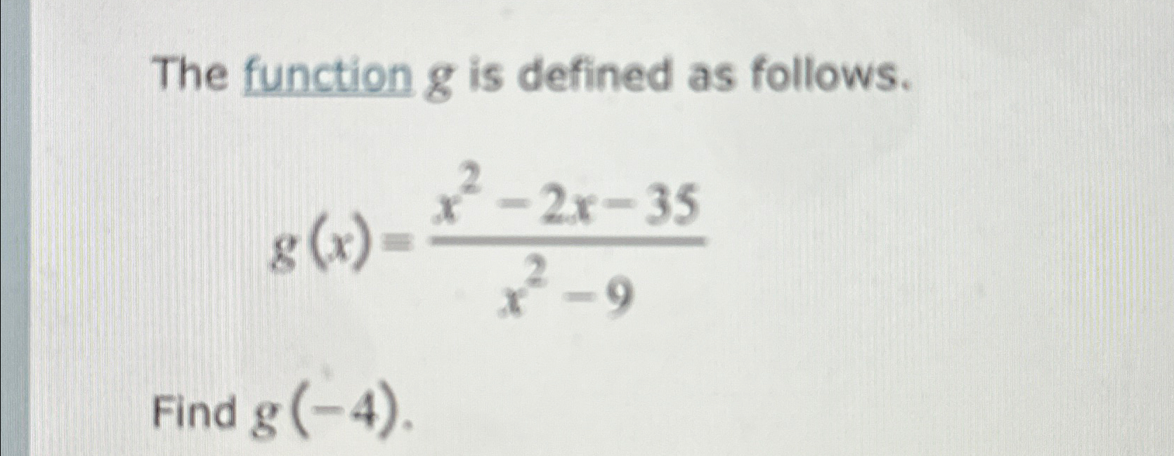 Solved The function g ﻿is defined as | Chegg.com