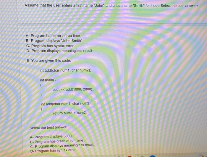 Solved 6- Which of the following is a good function | Chegg.com