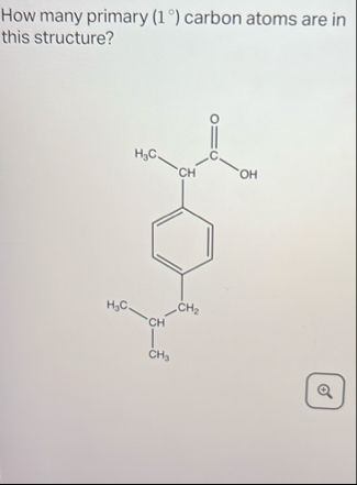 Solved How many primary (1°) ﻿carbon atoms are in this | Chegg.com