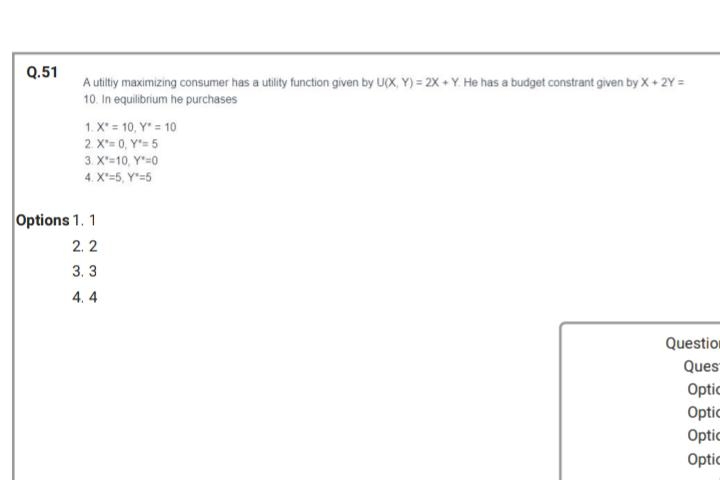 Solved Q. 51A utiltiy maximizing consumer has a utility | Chegg.com