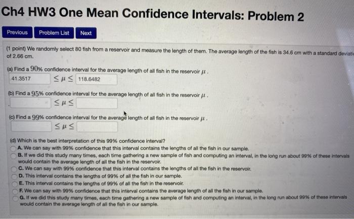 Solved Ch4 HW3 One Mean Confidence Intervals: Problem 2 | Chegg.com