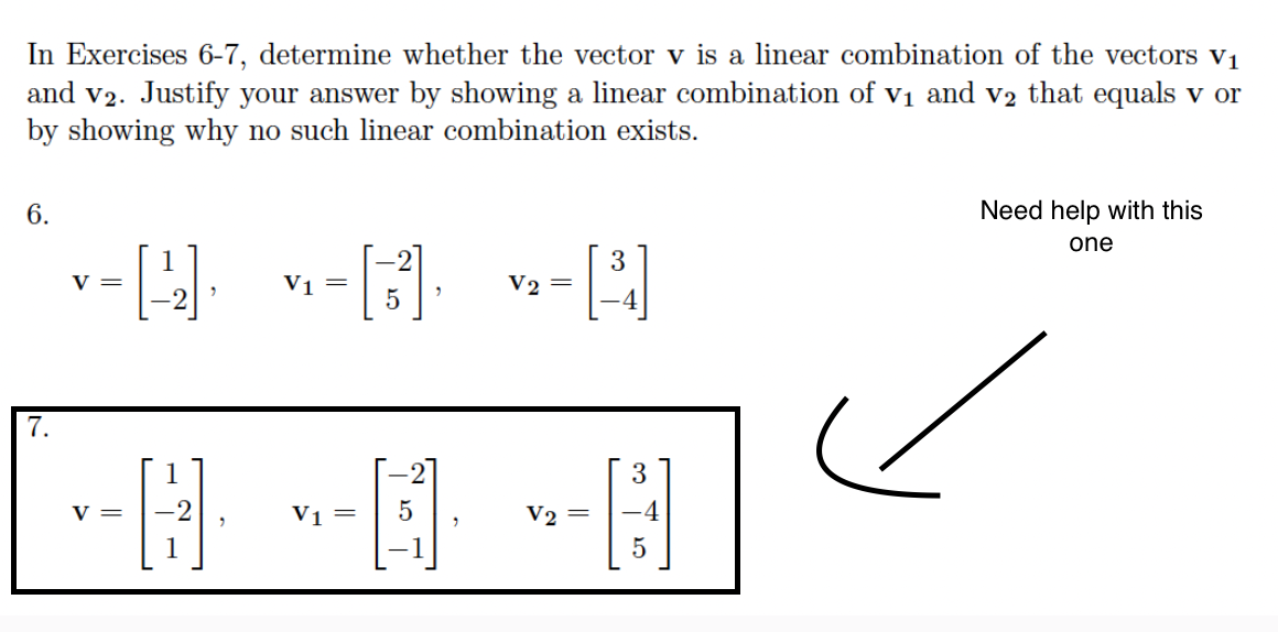 Solved In Exercises 6-7, ﻿determine whether the vector v ﻿is | Chegg.com
