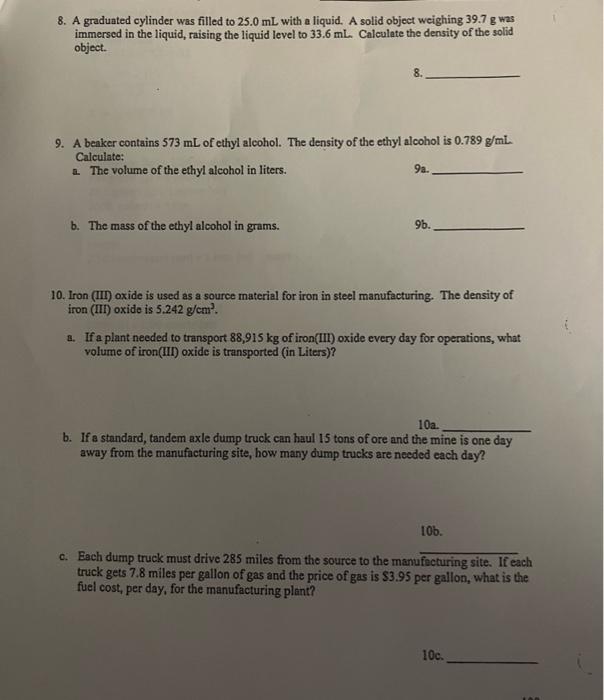 Solved Measurements For each of the following problems, show | Chegg.com