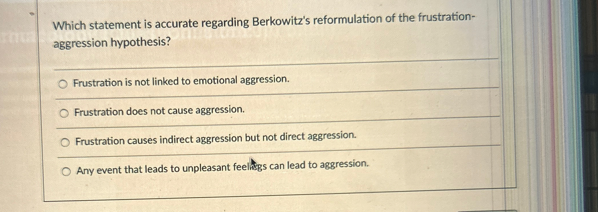 Solved Which statement is accurate regarding Berkowitz's | Chegg.com