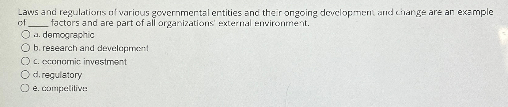 Solved Laws and regulations of various governmental entities | Chegg.com