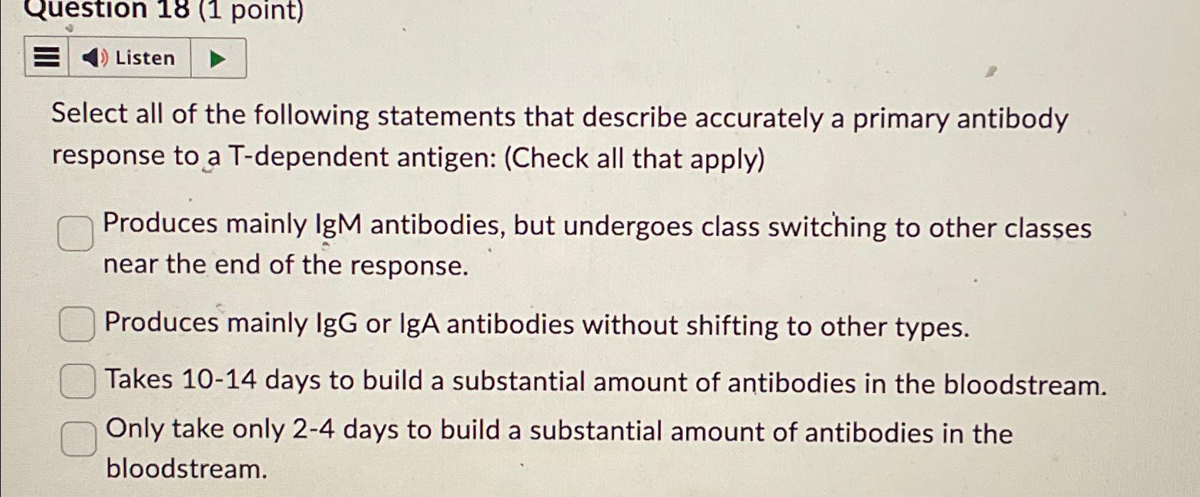 Solved Question 18 (1 ﻿point)Select all of the following | Chegg.com