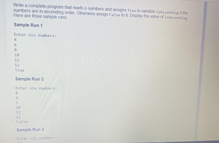 Solved Write a complete program that reads 6 numbers and | Chegg.com