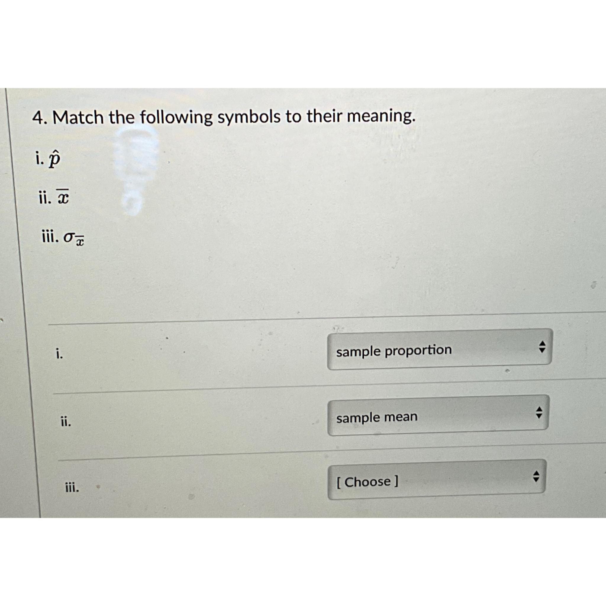 Solved Match the following symbols to their meaning.i. | Chegg.com