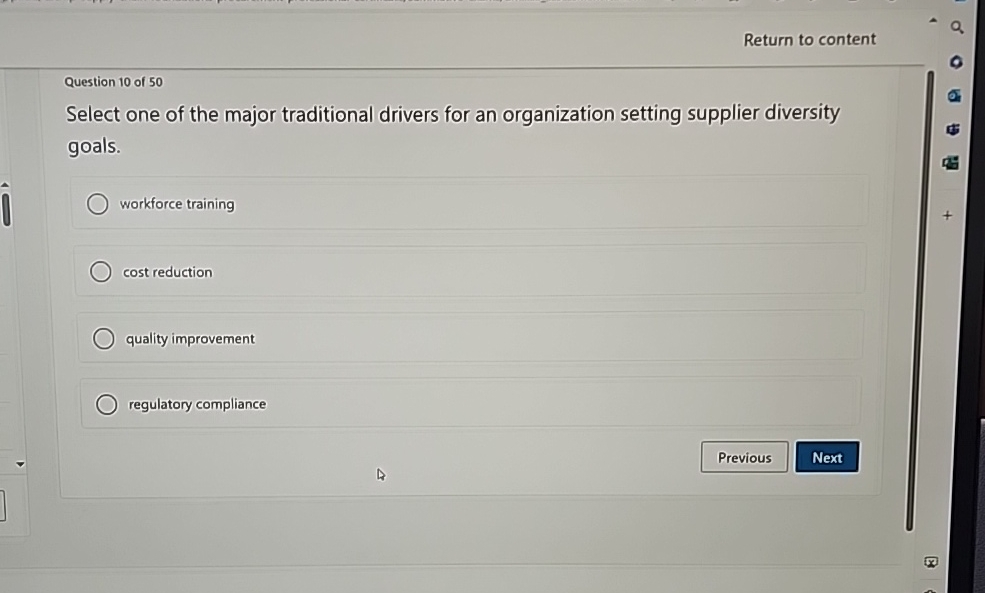 Solved Return to contentQuestion 10 ﻿of 50Select one of the | Chegg.com