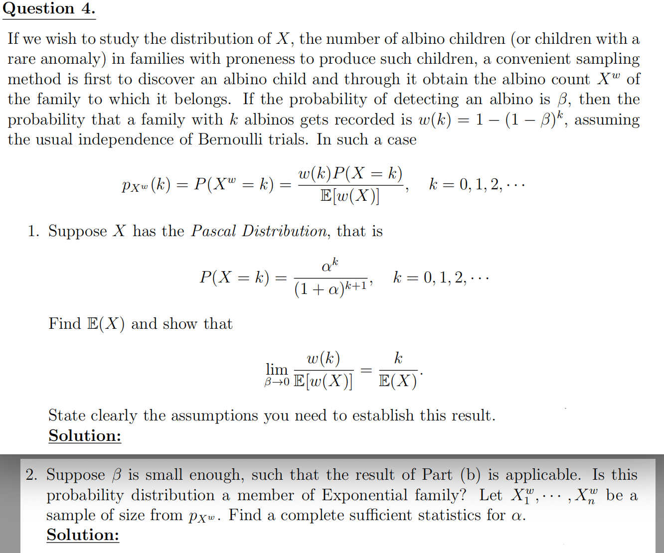 Solved Question 4.If we wish to study the distribution of x, | Chegg.com