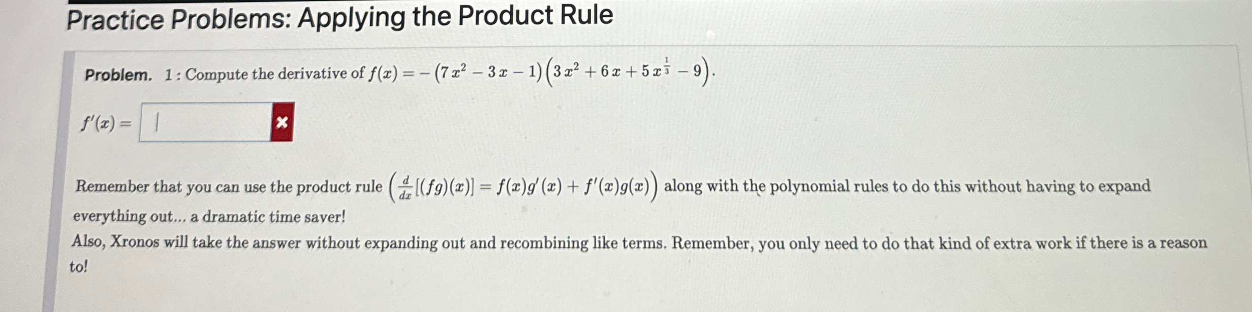 Solved Practice Problems: Applying the Product RuleProblem. | Chegg.com