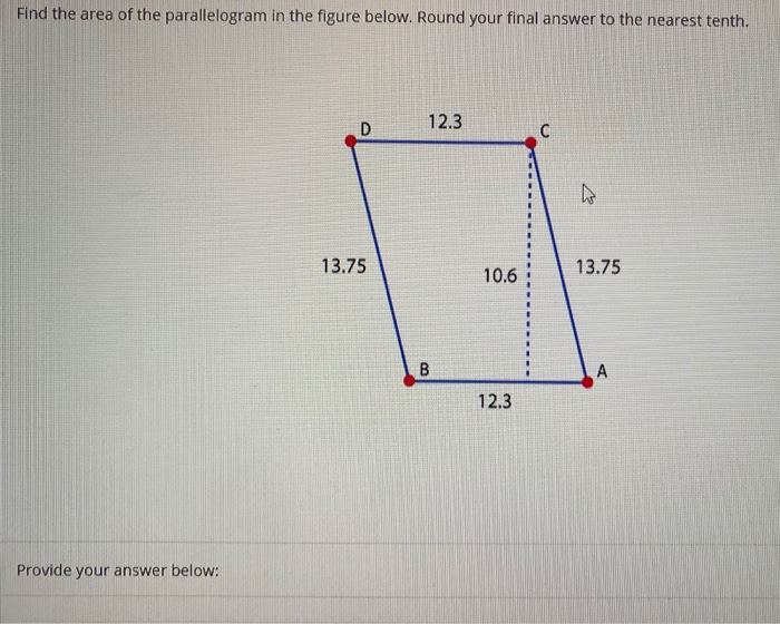 Solved Find The Area Of The Parallelogram In The Figure