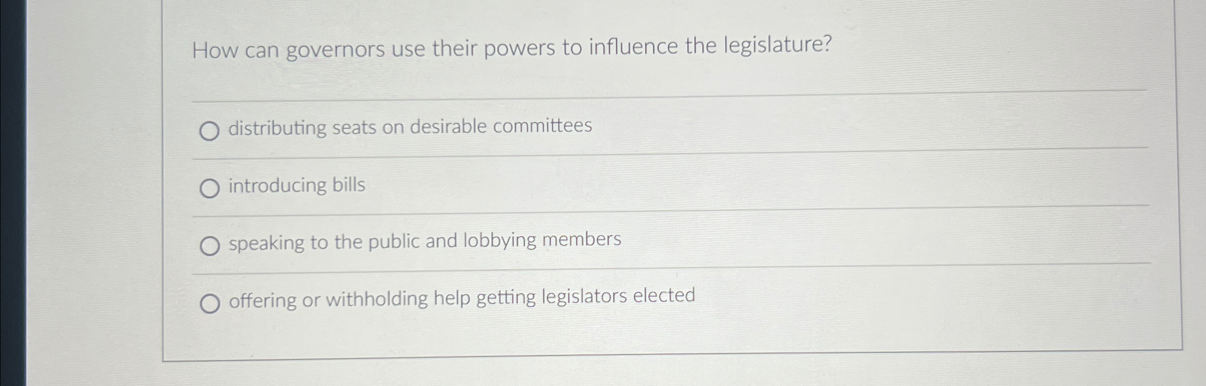 Solved How can governors use their powers to influence the | Chegg.com
