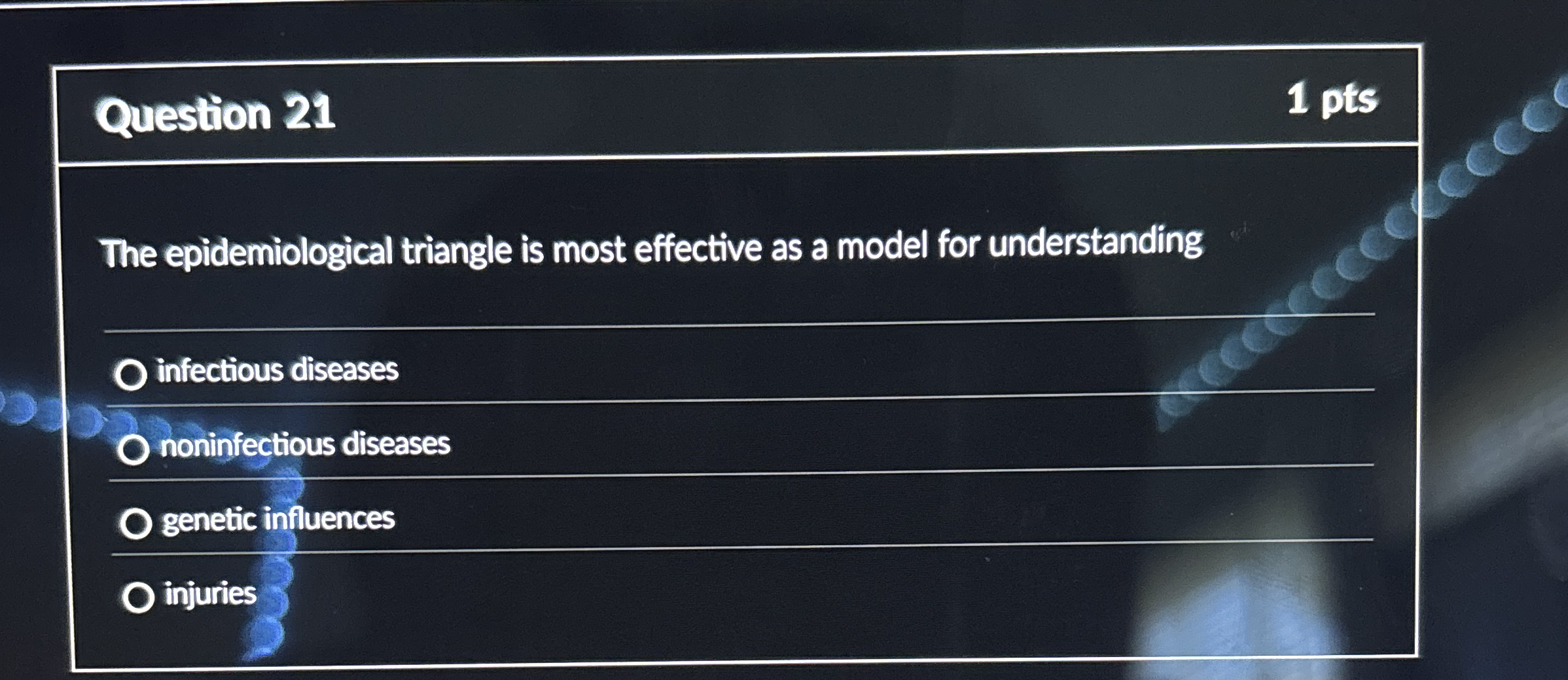Solved Question 211 ﻿ptsThe epidemiological triangle is most | Chegg.com
