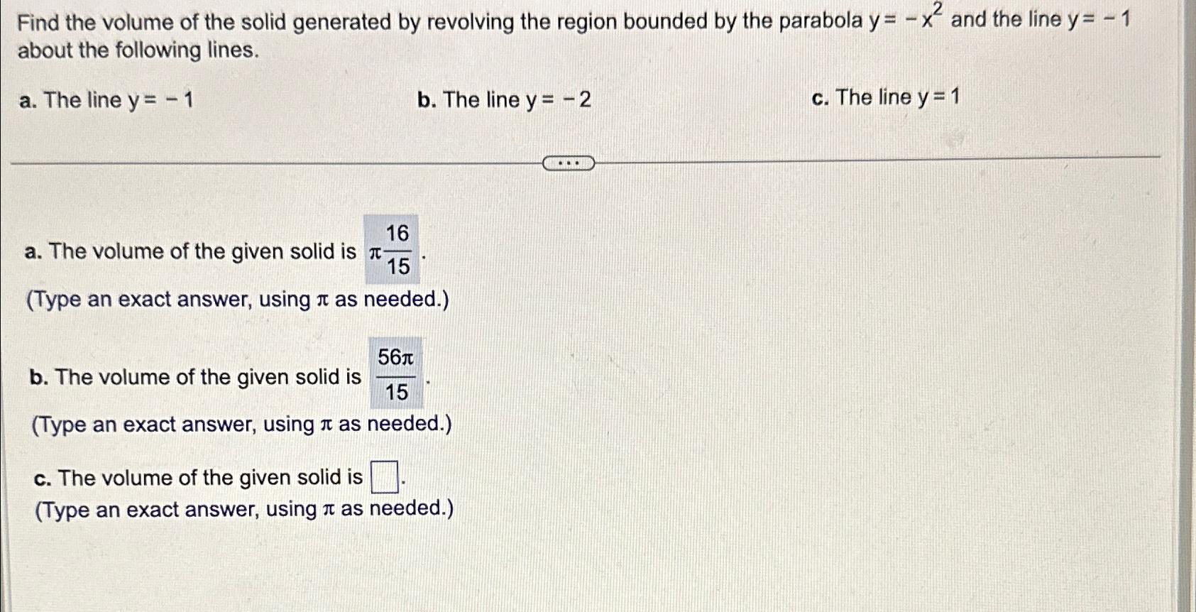 Solved Find the volume of the solid generated by revolving | Chegg.com