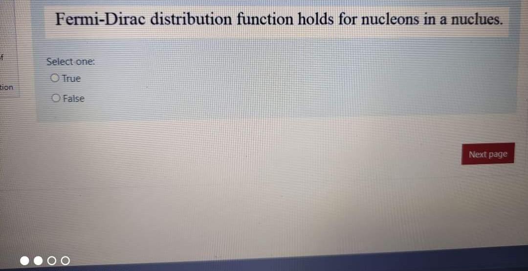 Solved Fermi-Dirac distribution function holds for nucleons | Chegg.com