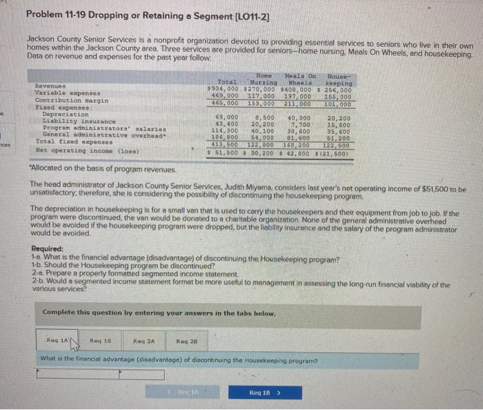 Solved Problem 11-19 Dropping or Retaining a Segment | Chegg.com