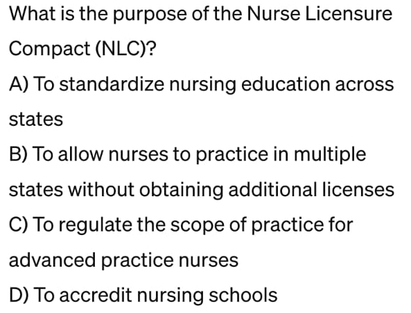 Solved What is the purpose of the Nurse Licensure Compact | Chegg.com