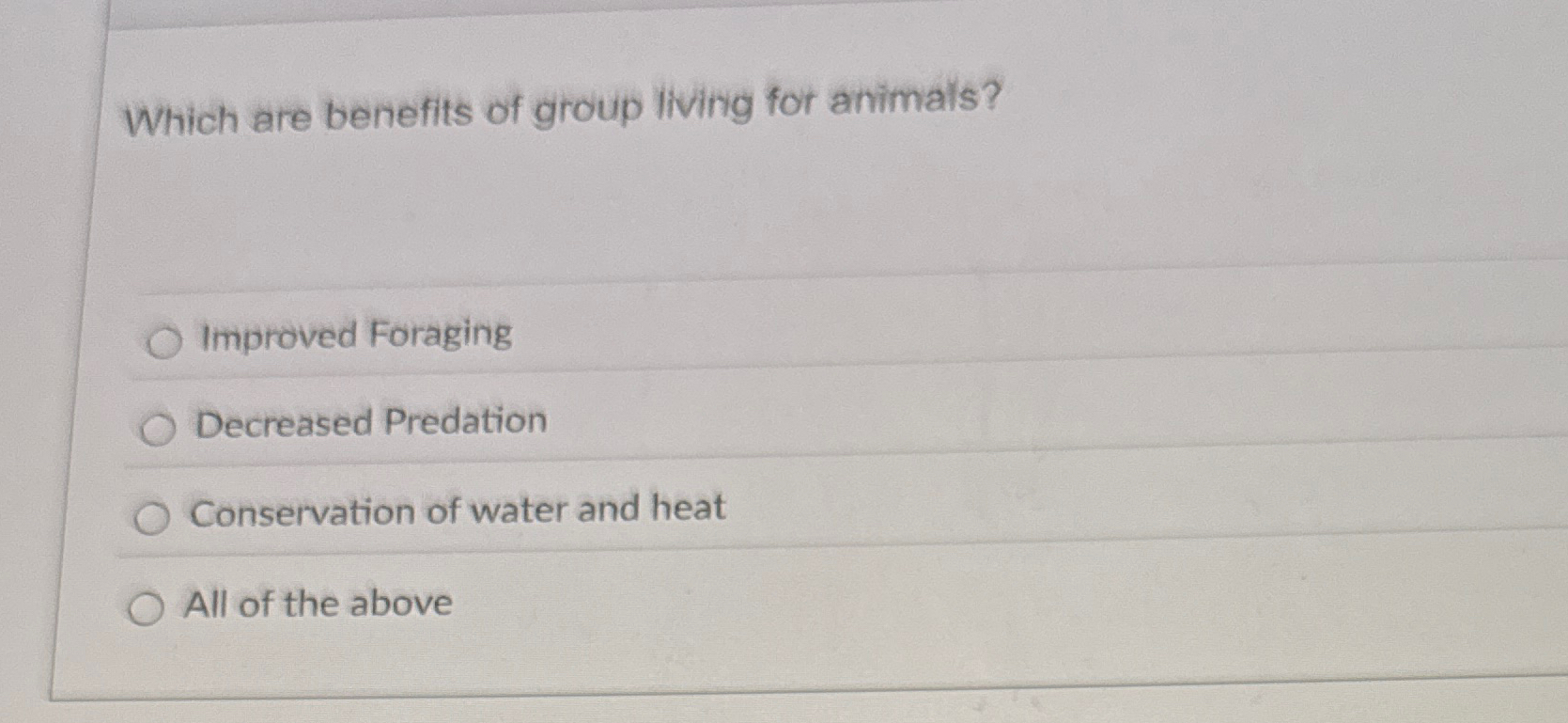 Solved Which are benefits of group living for | Chegg.com