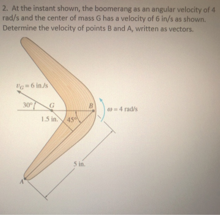 Solved 2. At the instant shown, the boomerang as an angular | Chegg.com