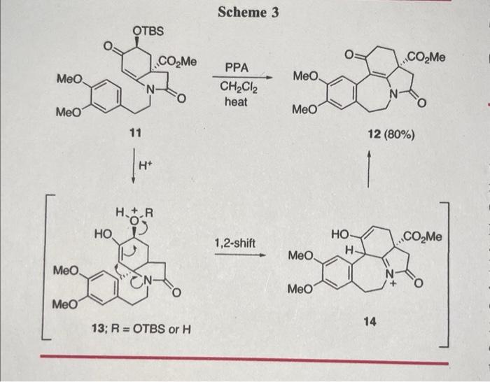 Solved Scheme 3 CH2Cl2PPA 11 12 (80\%) ↓H+ 1,2-shift 13; R= | Chegg.com