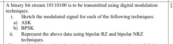 Solved [E A binary bit stream 10110100 is to be transmitted | Chegg.com