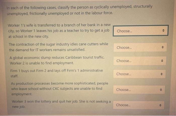 Solved In each of the following cases, classify the person | Chegg.com