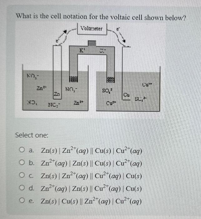 Solved What is the cell notation for the voltaic cell shown | Chegg.com