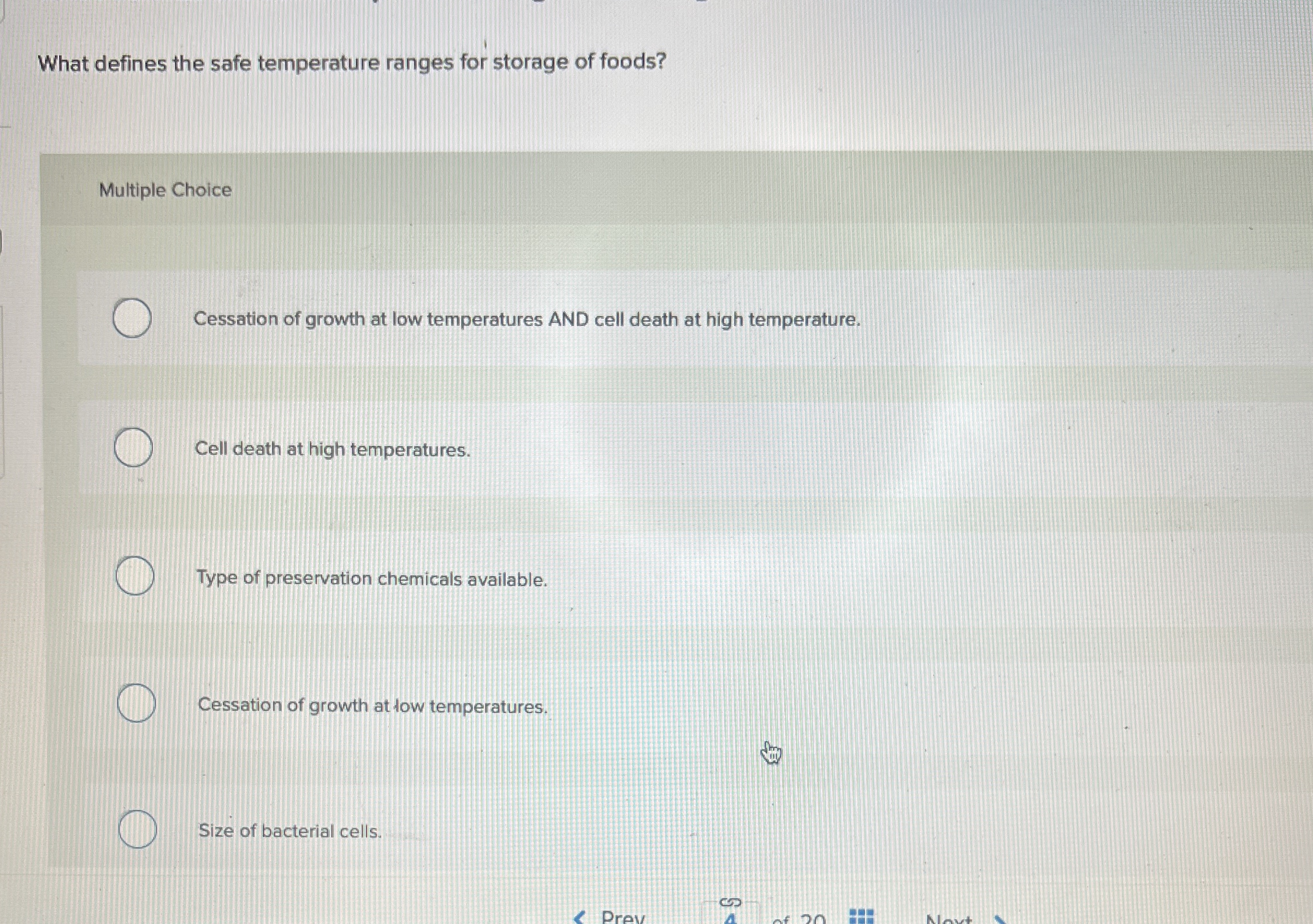 Solved What defines the safe temperature ranges for storage | Chegg.com