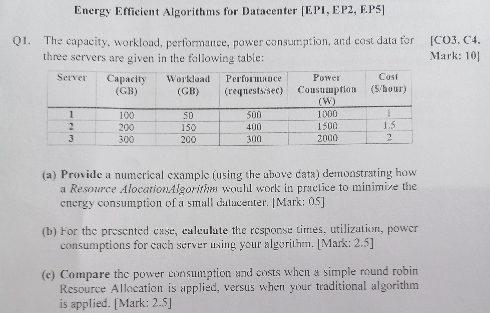 Solved Energy Efficient Algorithms for Datacenter [EP1, EP2, | Chegg.com Solved Energy Efficient Algorithms for Datacenter [EP1, EP2, | Chegg.com