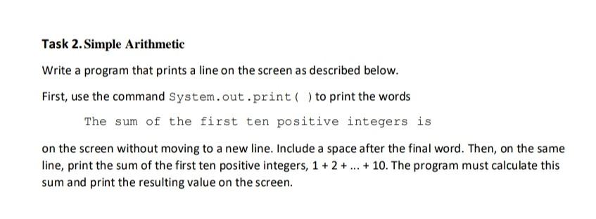 Solved Task 1. Greeting Write a program that prints a | Chegg.com