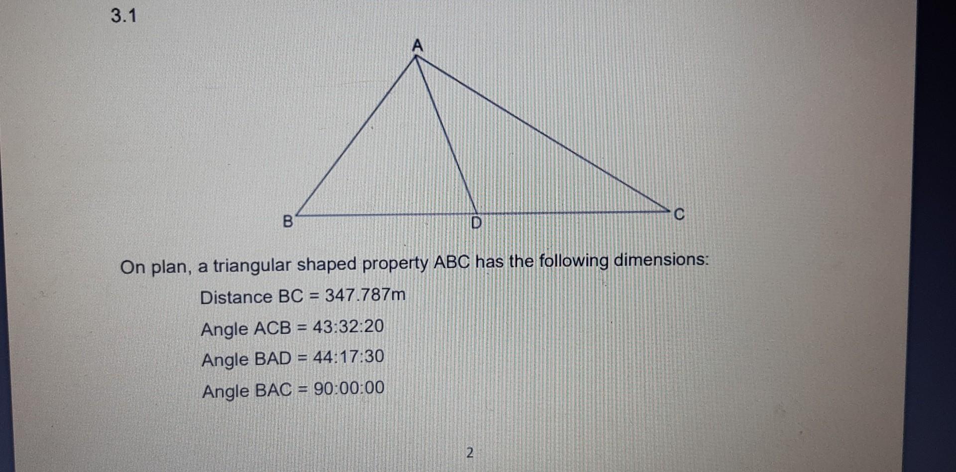 Solved On plan, a triangular shaped property ABC has the | Chegg.com