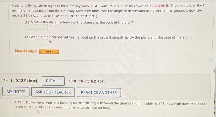 Solved A plane is flying within sight of the Gateway Arch in | Chegg.com