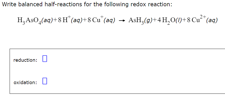 Solved Write balanced half-reactions for the following redox | Chegg.com
