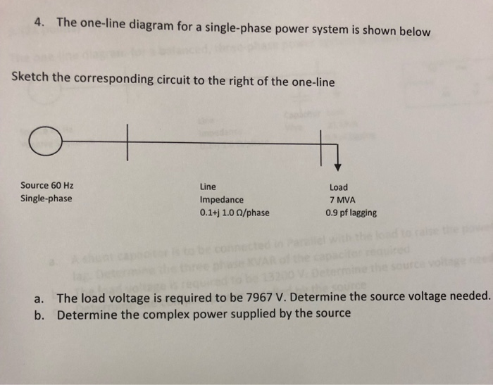 Solved 4. The one-line diagram for a single-phase power | Chegg.com