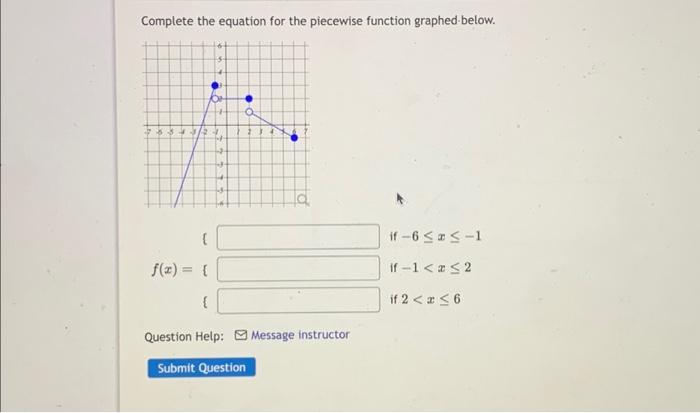 Solved Complete the equation for the piecewise function | Chegg.com