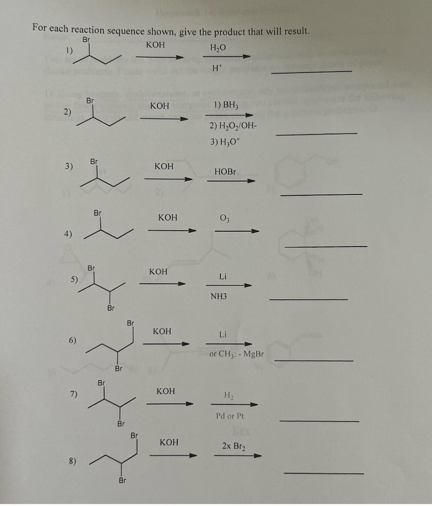 Solved For each reaction sequence shown, give the product | Chegg.com