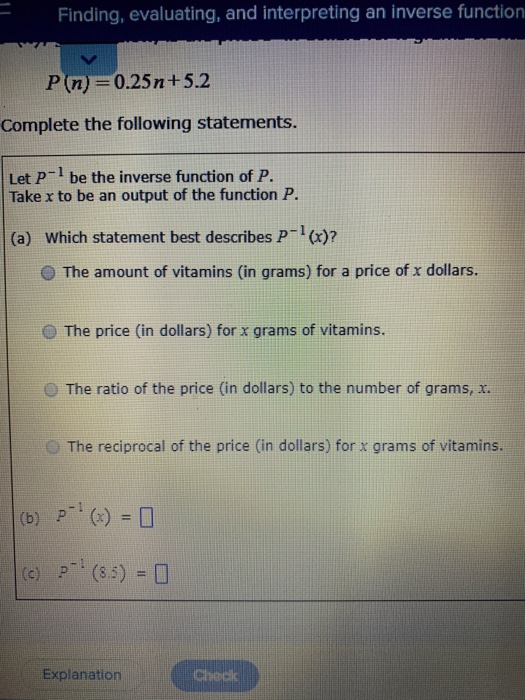 Solved Finding Evaluating And Interpreting An Inverse