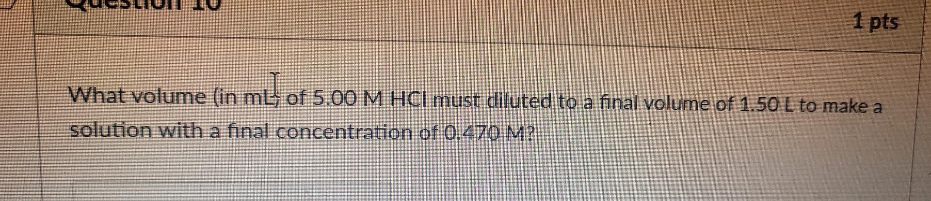 Solved What volume (in mL; of 5.00MHCl must diluted to a | Chegg.com