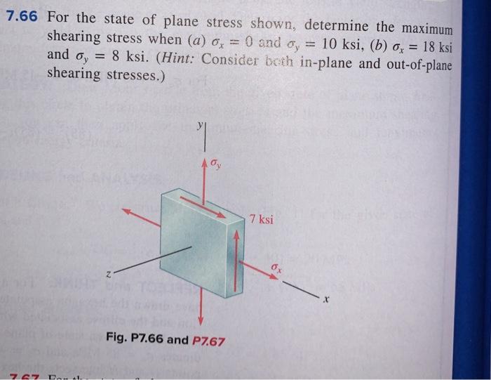 Solved 7.66 For the state of plane stress shown, determine | Chegg.com