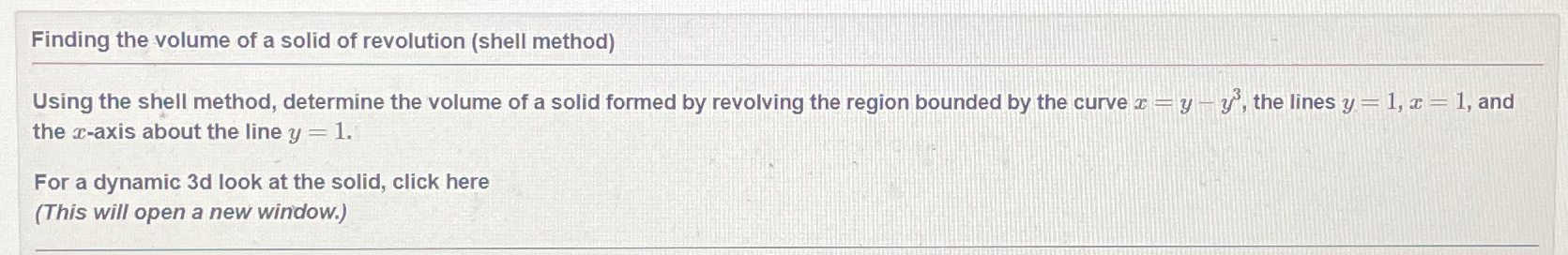 Finding the volume of a solid of revolution (shell | Chegg.com
