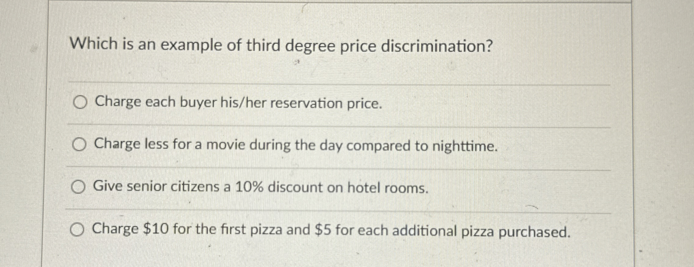Solved Which is an example of third degree price | Chegg.com