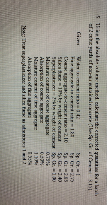 Solved 5. Using the absolute volume method, calculate the | Chegg.com