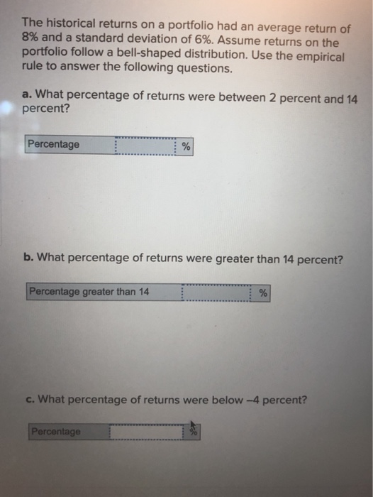 Solved The historical returns on a portfolio had an average | Chegg.com