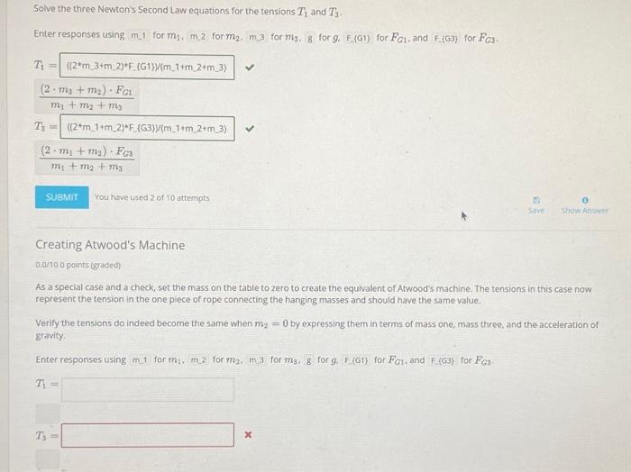 Solved H: Multiple Subsystems - Block on Table w Hanging | Chegg.com
